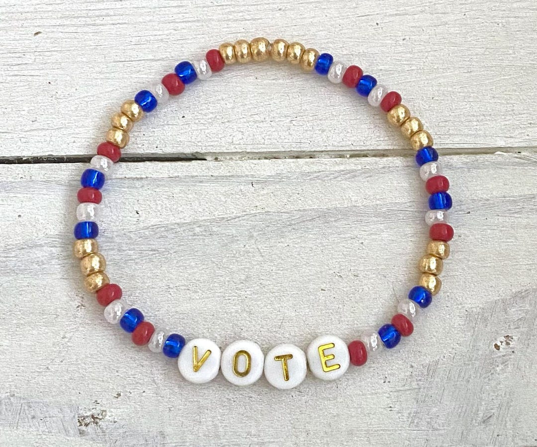 VOTE Patriotic Stretch Bracelet USA Star Red White Blue Gold ...
