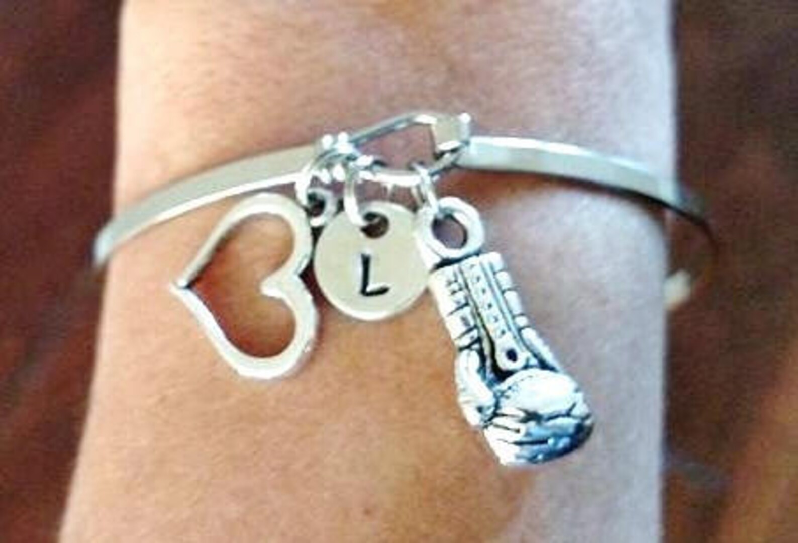 Boxing Glove Kickboxer Martial Arts Hand Stamped Initial Stainless ...