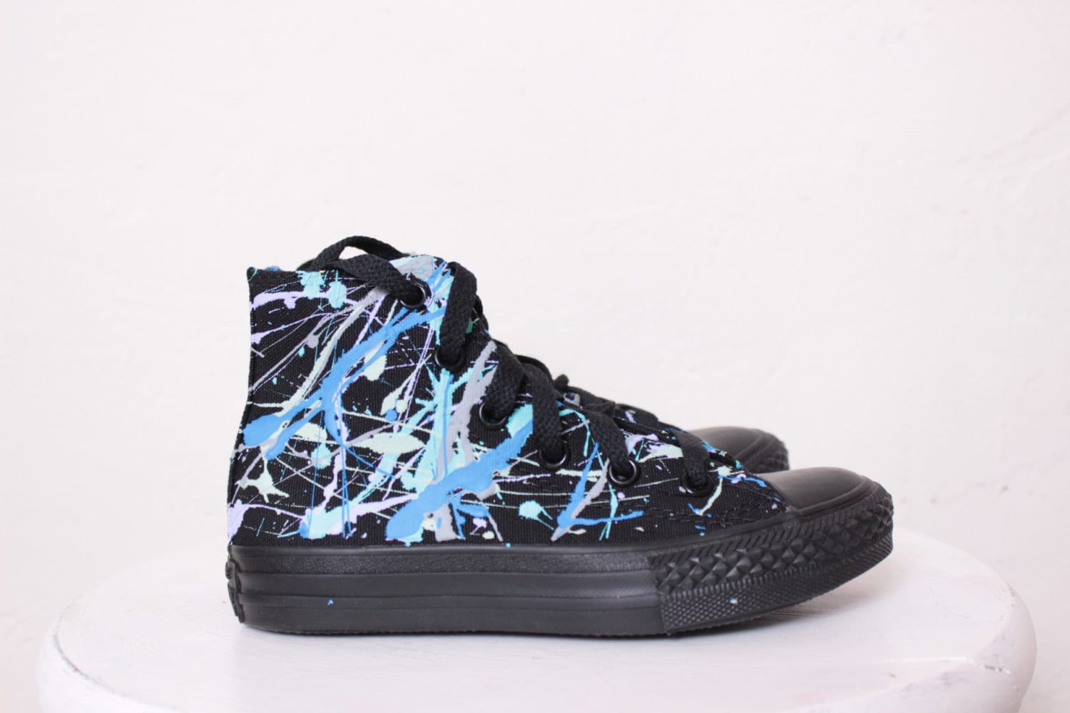 Kids All Black High Top Splatter Painted Converse Sneakers | Etsy