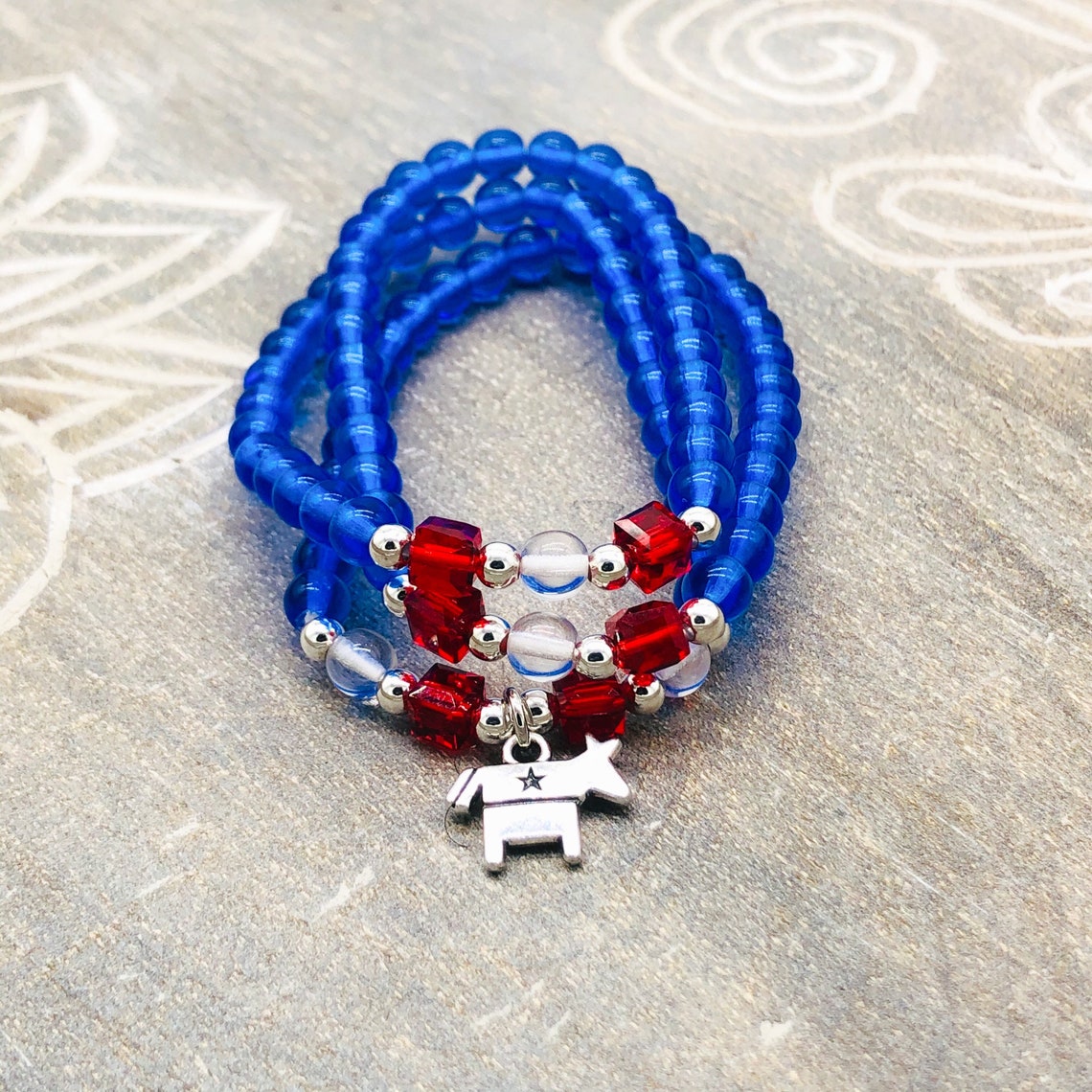 Democrat Stretch Wrap Bracelet Democrat Bracelet Beaded | Etsy