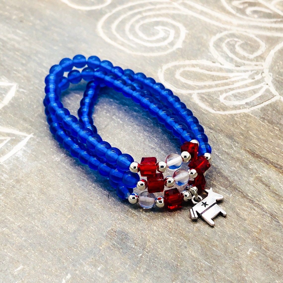 Democrat Stretch Wrap Bracelet Democrat Bracelet Beaded | Etsy