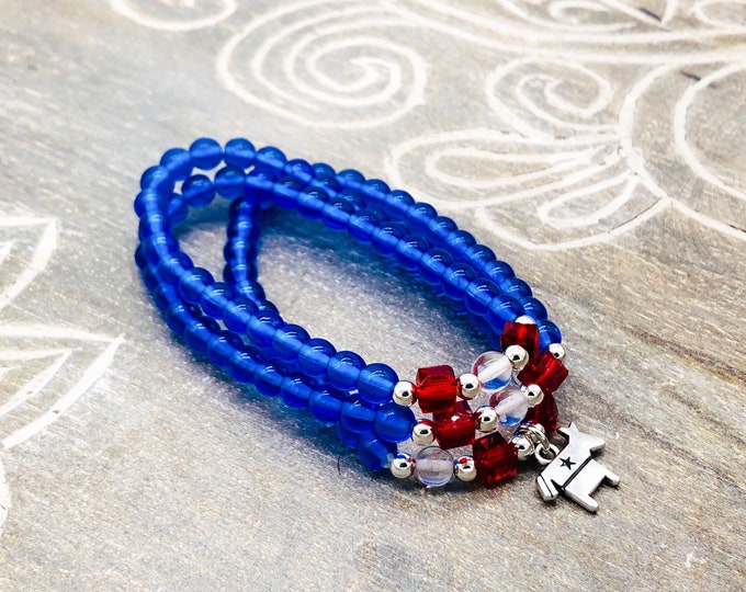 Democrat Stretch Wrap Bracelet Democrat Beaded Bracelet Triple Wrap ...