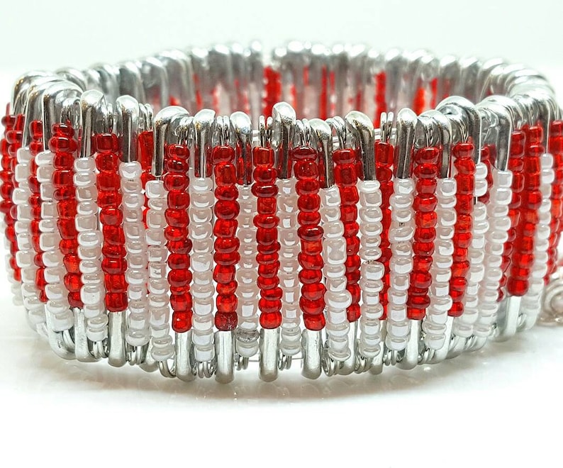 Personalized AIDS & MADD Awareness Safety Pin Bracelet w/Red | Etsy