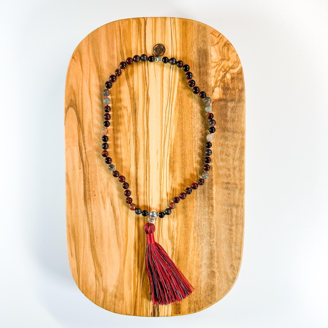 Root Chakra Half Mala: Hand Knotted Gemstone Meditation Beads - Etsy