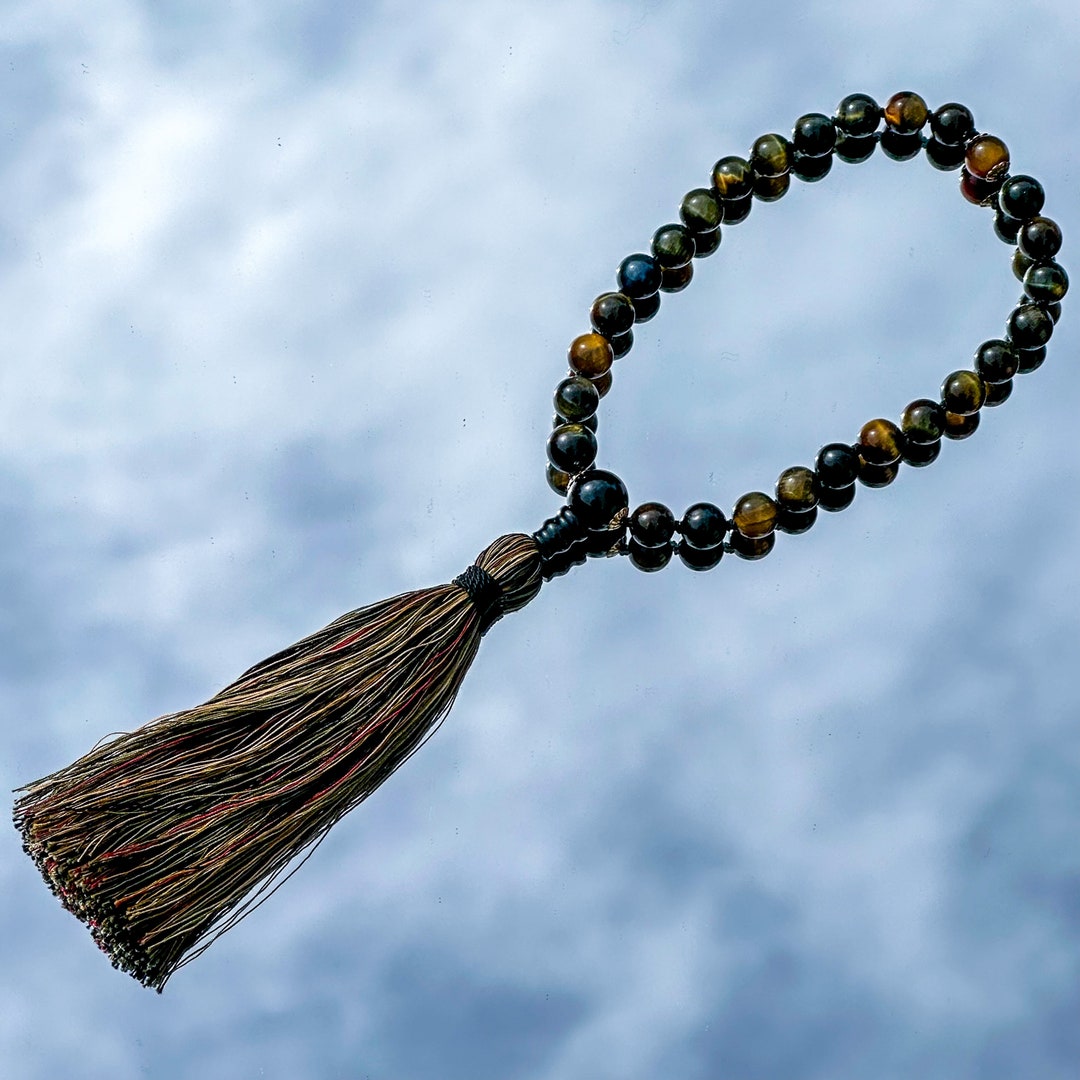 Golden Blue Tiger Eye Mini Mala 27 Bead Mala Pocket Mala Prayer Beads ...