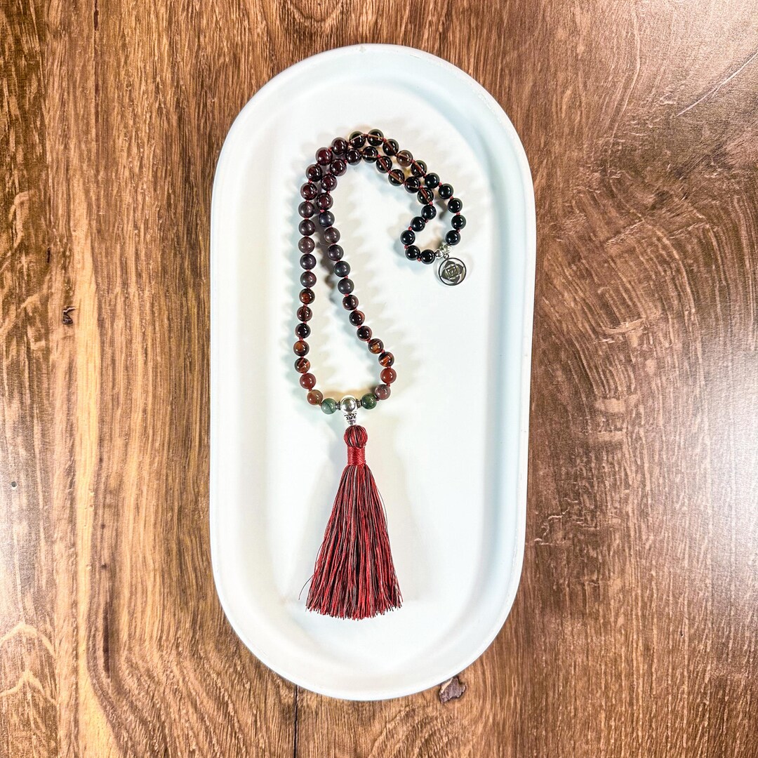 Root Chakra Half Mala: Hand Knotted Gemstone Meditation Beads - Etsy
