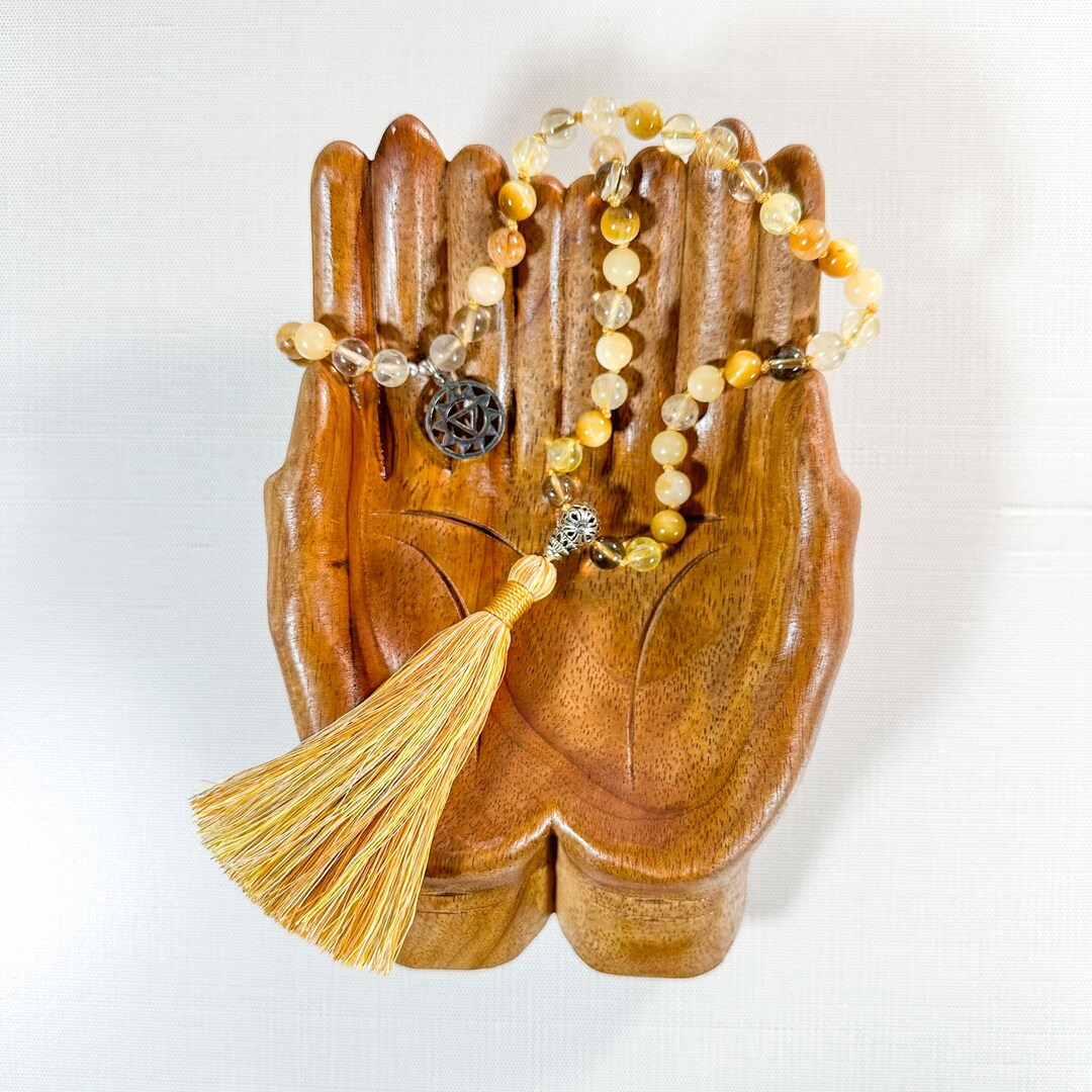 Solar Plexus Chakra Mala, Manipura Half Mala, 54 Hand Knotted Half ...