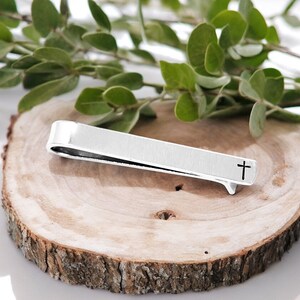 Cross Hand Stamped Tie Clip, Aluminum Bar, Personalized Gift for Him ...