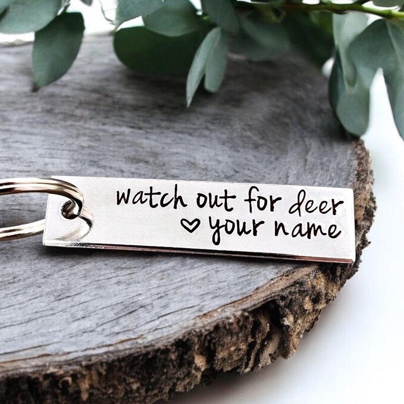 Deer Name Keychain - Etsy