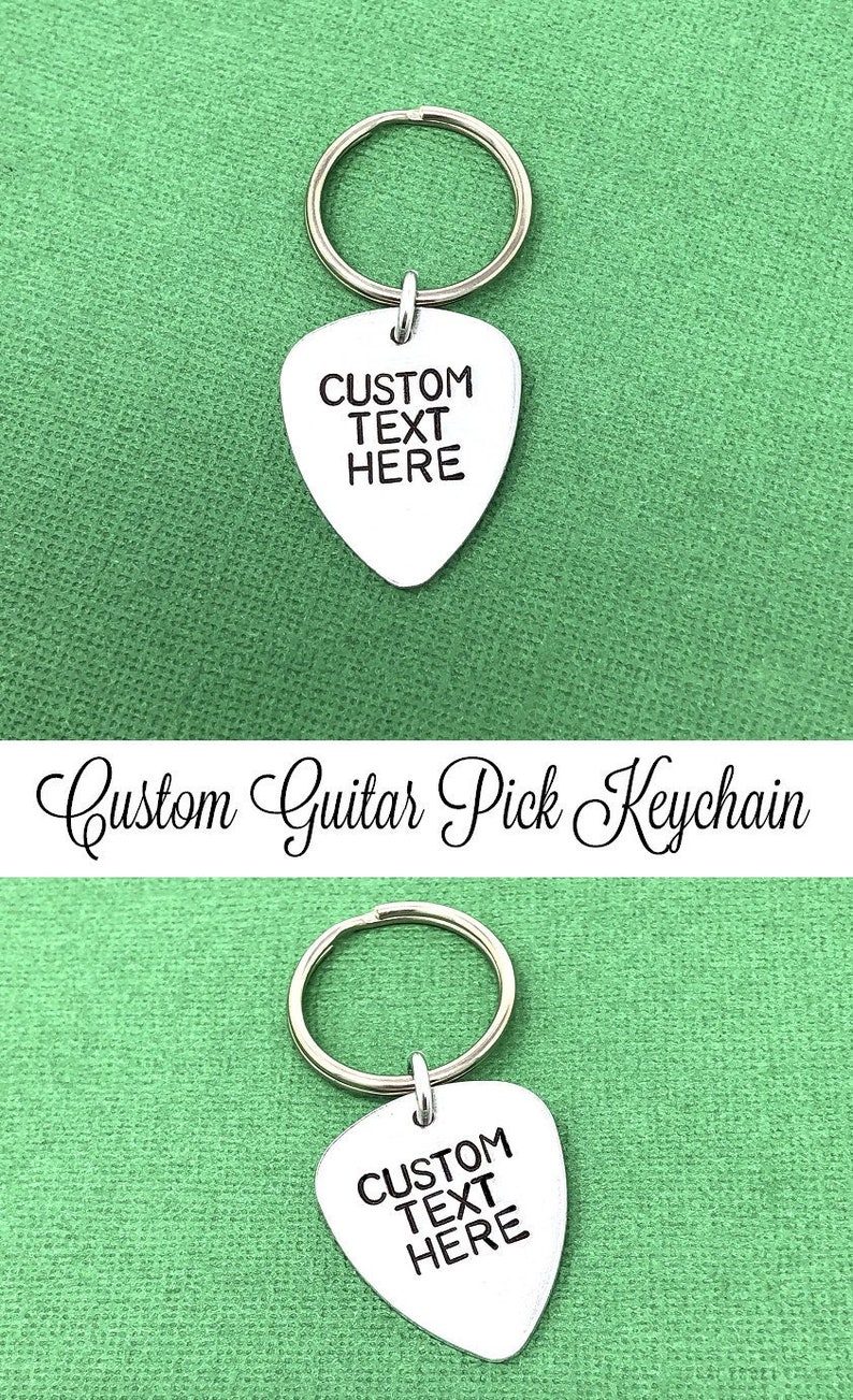 Custom Hand Stamped Guitar Pick Keychain Fathers Day Gift Dad - Etsy