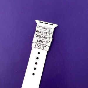 Personalized Medical Alert Watch Band Charm, Medical ID Tag, Smart ...