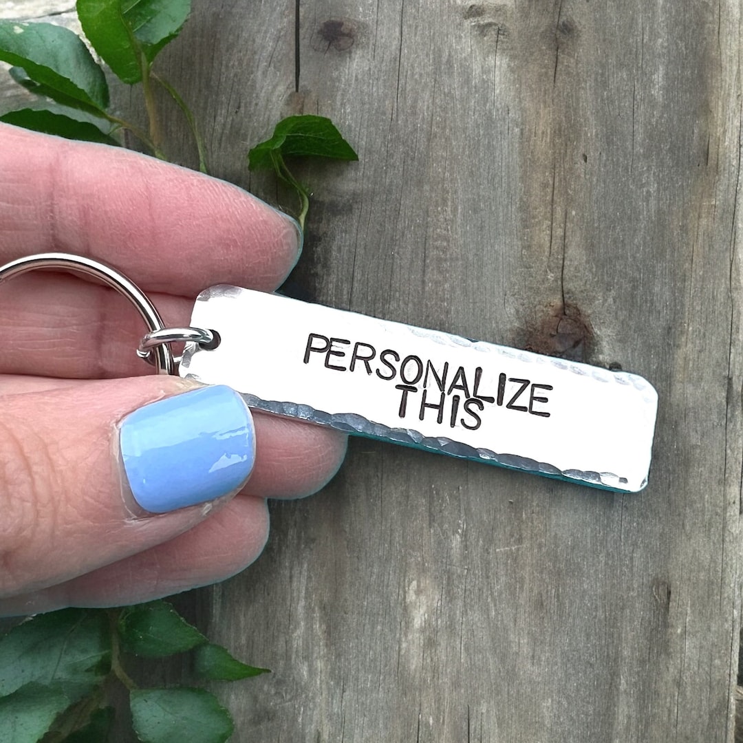 Personalized Keychain, Personalized Gift, Hand Stamped Keychain, Custom ...