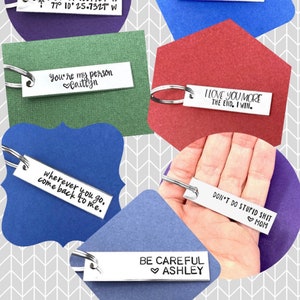 Custom Hand Stamped Keychain Personalized Aluminum Gift Group Friends ...