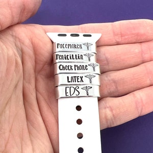 Personalized Medical Alert Watch Charm, Medical ID Tag, Smart Watch ...