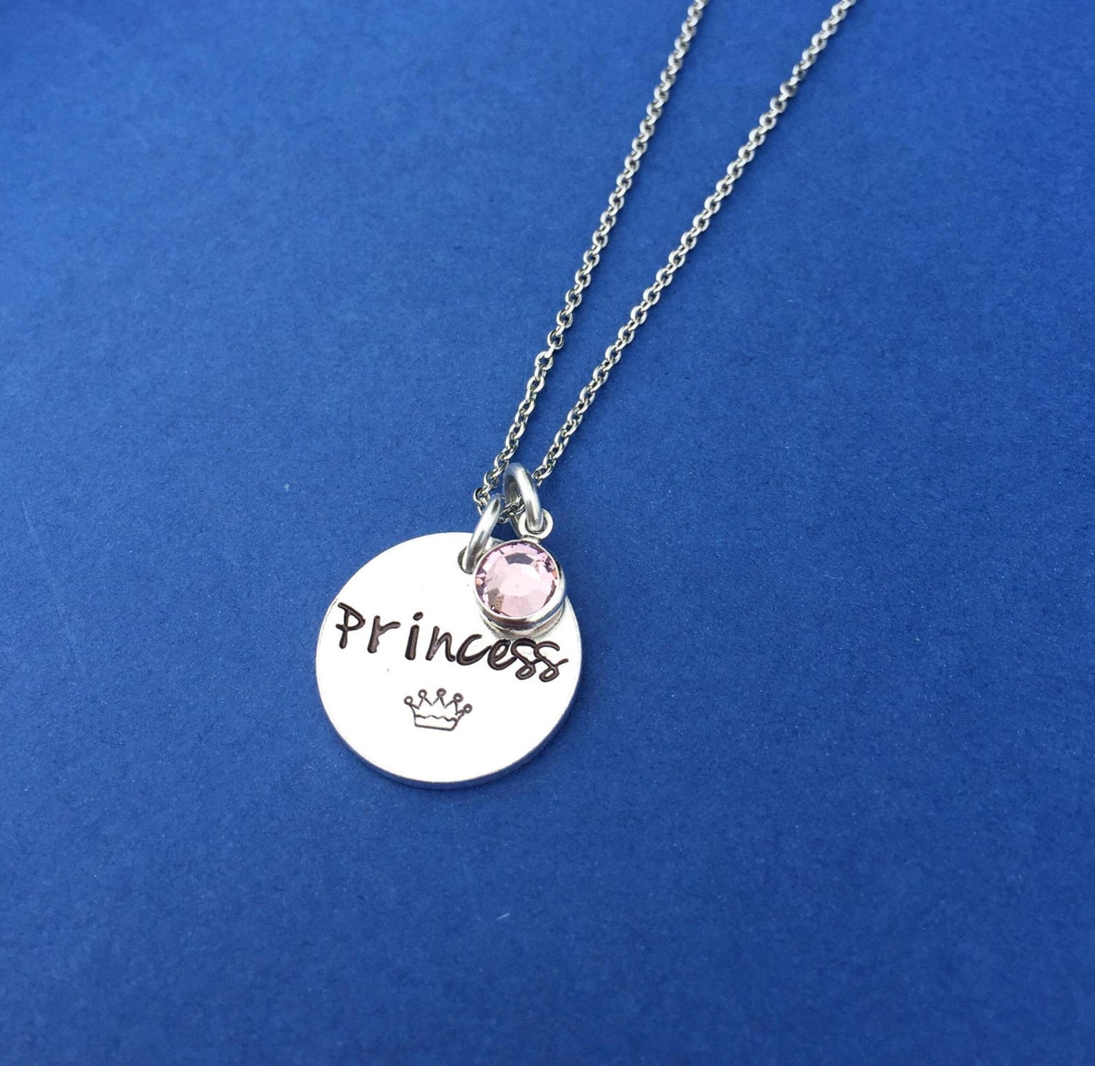 Princess Necklace Personalized Jewelry Hand Stamped | Etsy