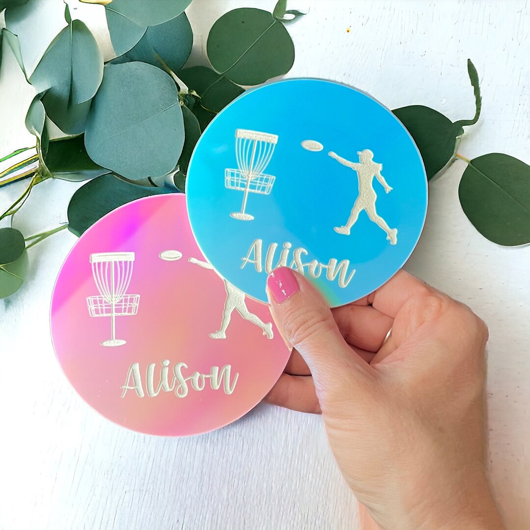 Iridescent Personalized Disc Golf Marker, Engraved Acrylic Custom Gift ...