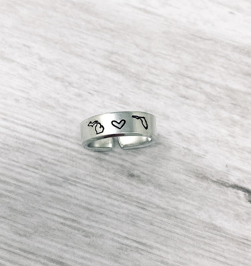 State Ring, Cuff Ring, Hand Stamped Ring, Personalized Gift ...