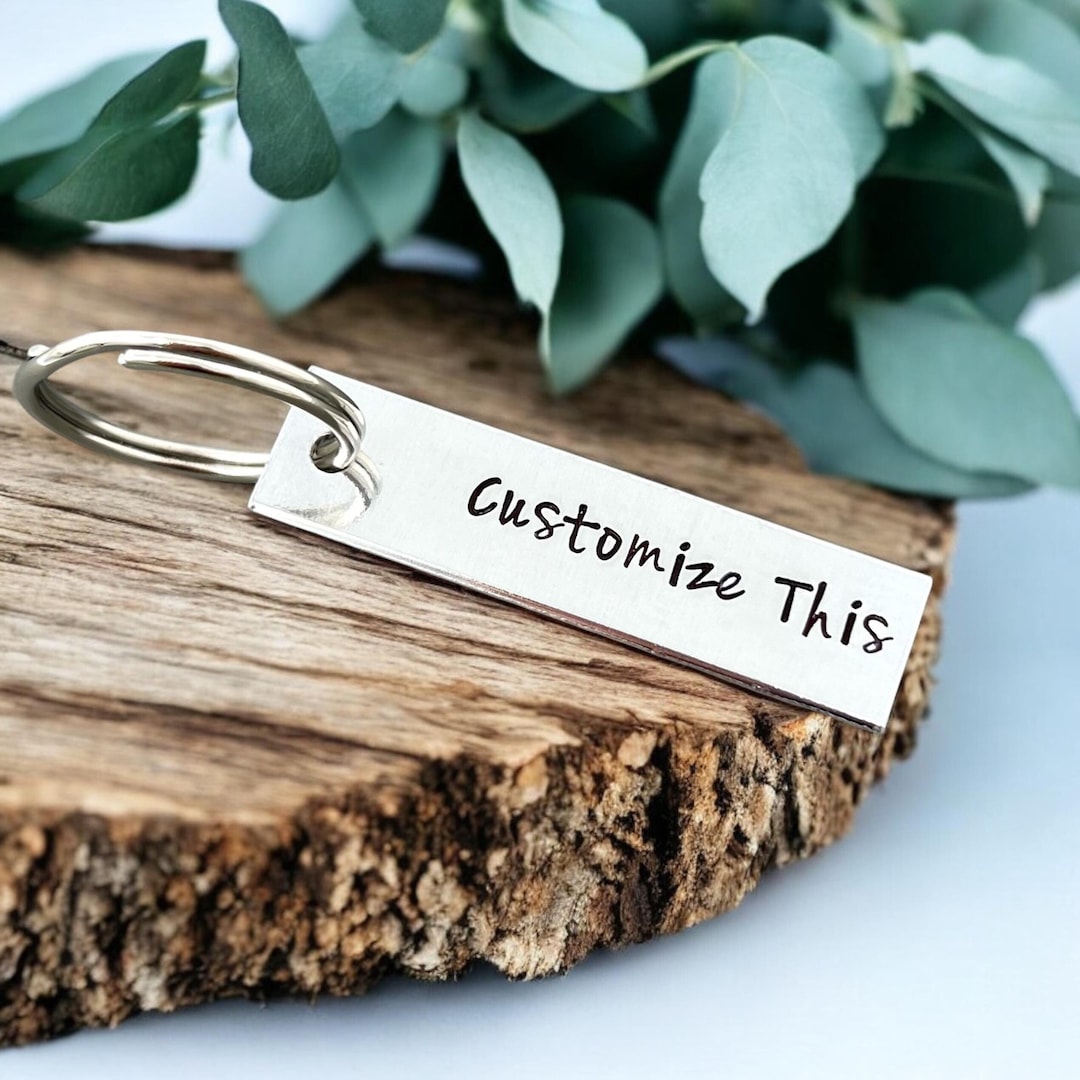 Custom Hand Stamped Keychain Personalized Aluminum Gift - Group ...