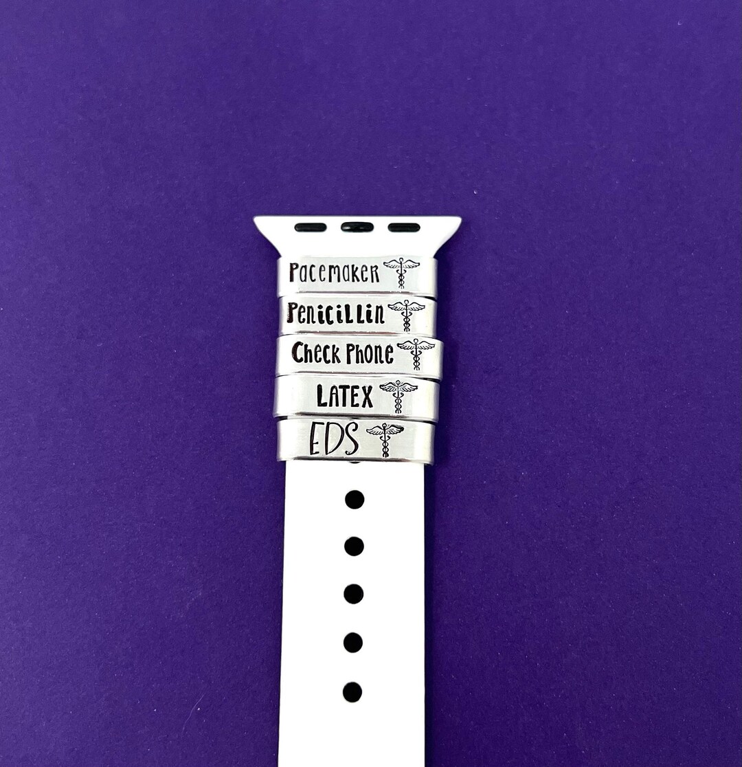 Personalized Medical Alert Watch Band Charm, Medical ID Tag, Smart ...