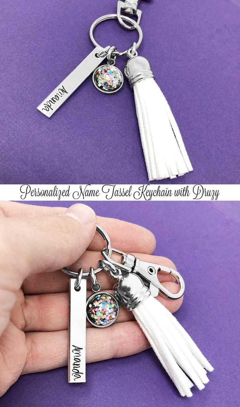 Tassel Keychain Bridesmaid Gifts Name Keychain Keychains | Etsy