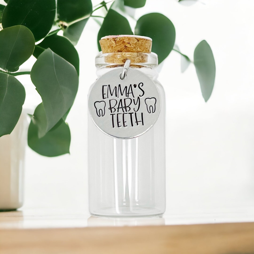 Baby Teeth Keepsake Personalized Tooth Fairy Jar, Glass With Cork for ...