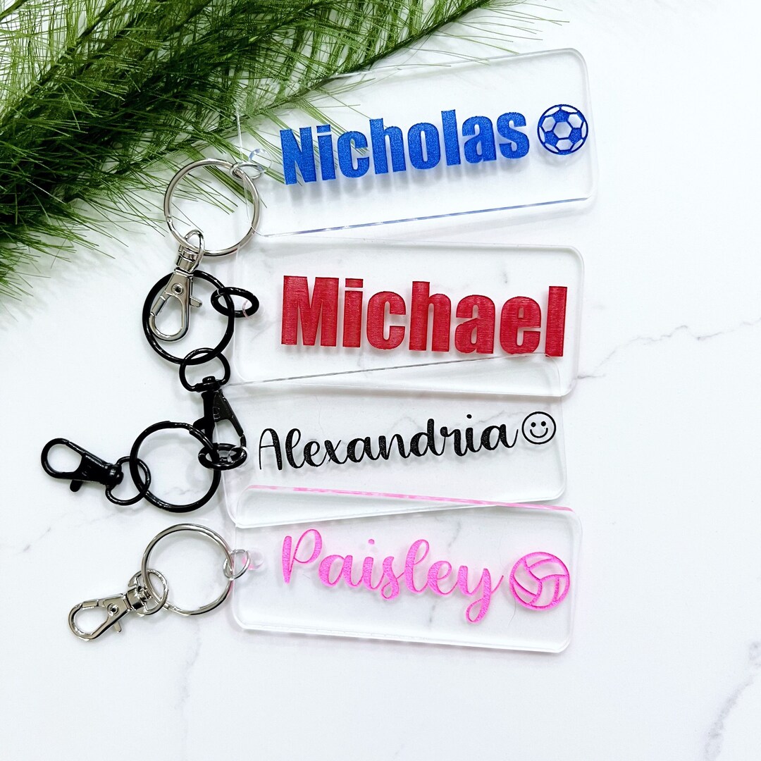 Personalized Backpack Tag for Back to School, Colored Custom Keychain ...