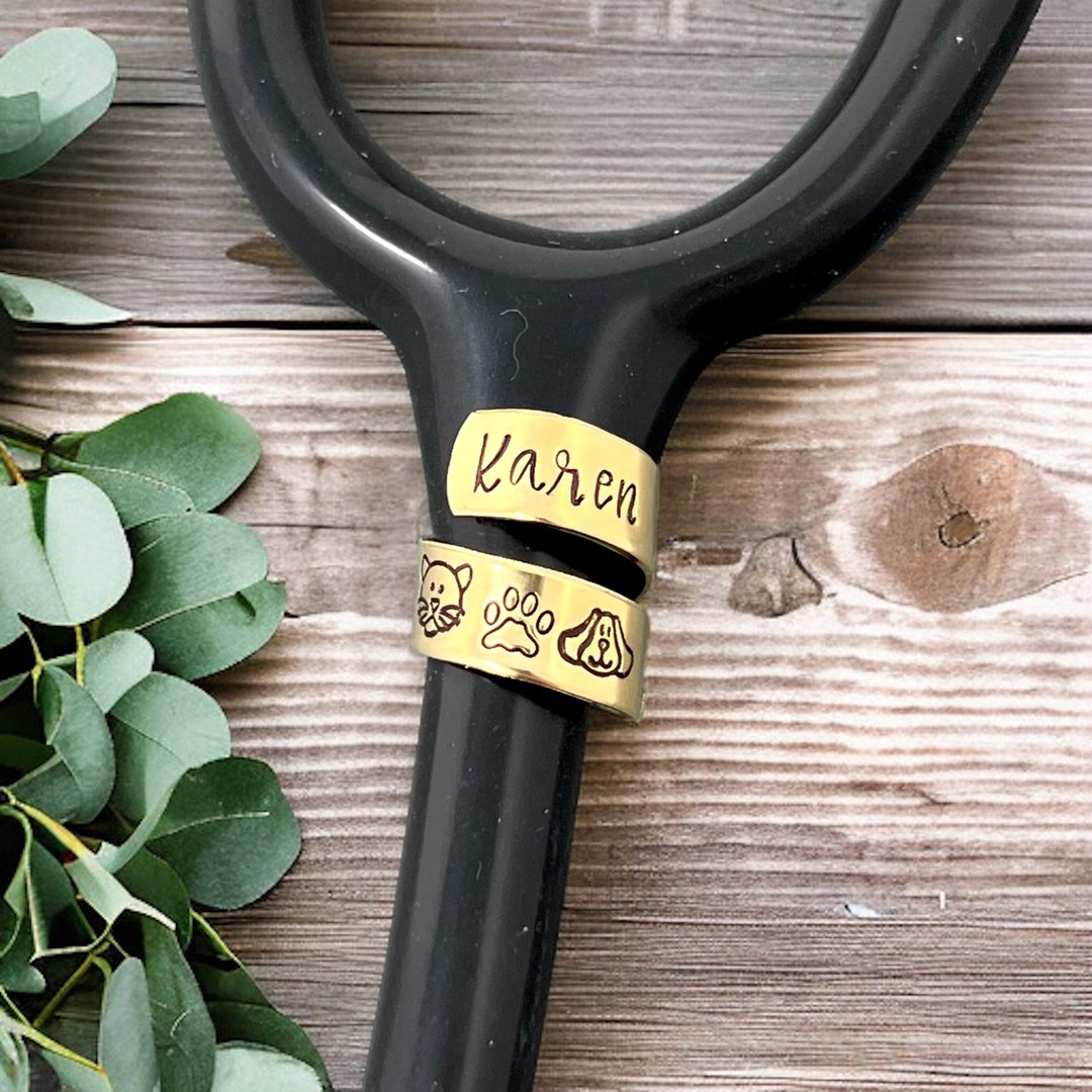 Vet Tech Stethoscope Name Tag: Comes in Silver, Gold, Rose Gold, Custom ...