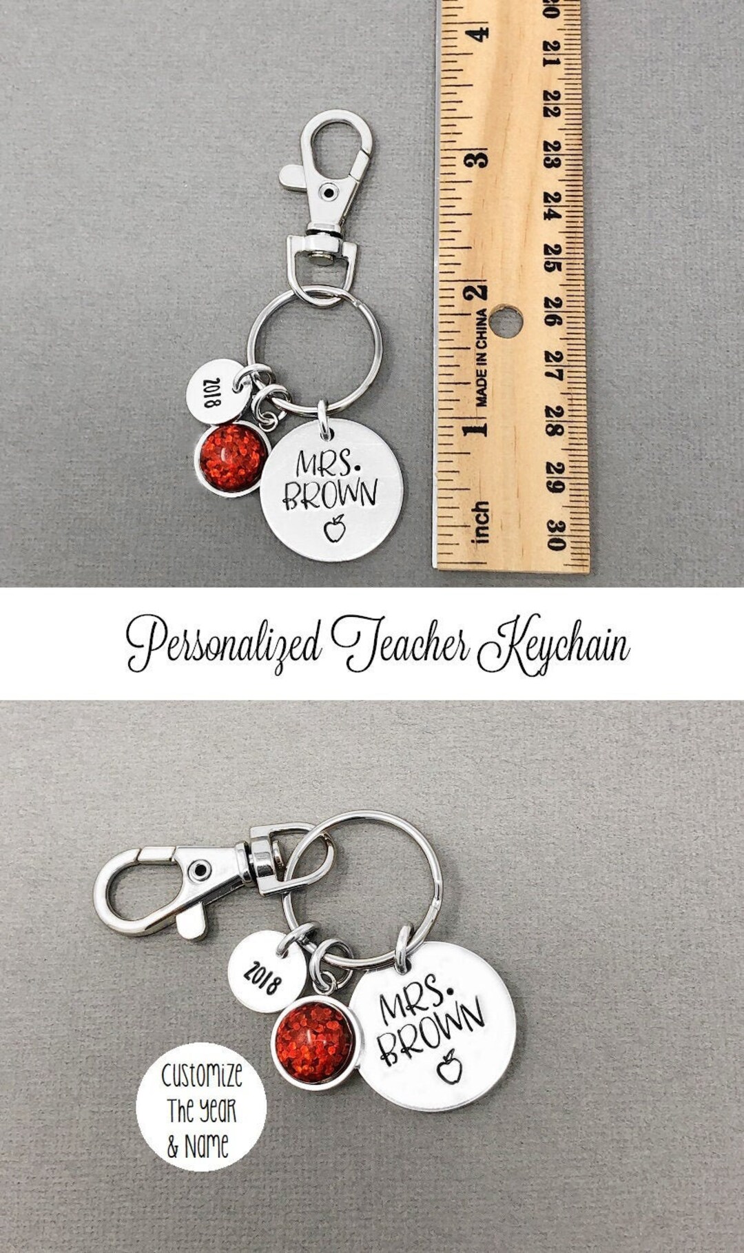 Teacher Gift, Stamped Keychain, End of Year Gift, Teacher Appreciation ...