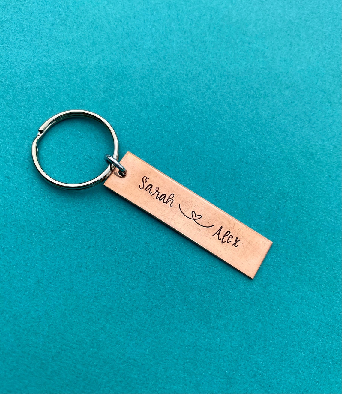 Name Keychain - Wedding Gift - Copper Keychain - Personalized Keychain ...