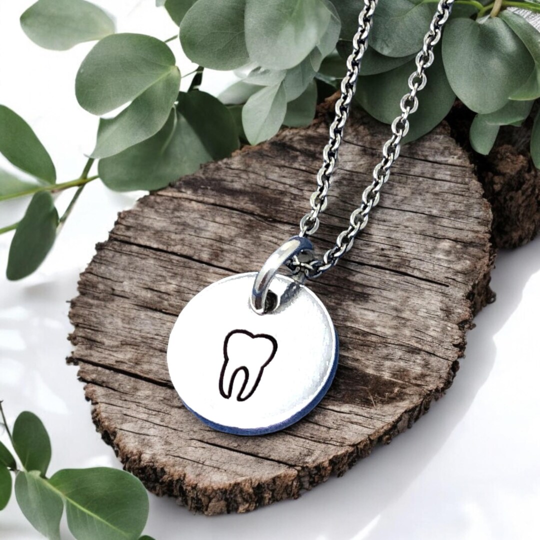 Tooth Necklace for Dentist Dental Hygienist Nurse Gift, Hand Stamped ...