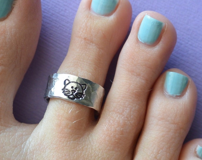 Toe Ring Anchor Hammered Texture Cuff Band Adjustable Aluminum - Etsy