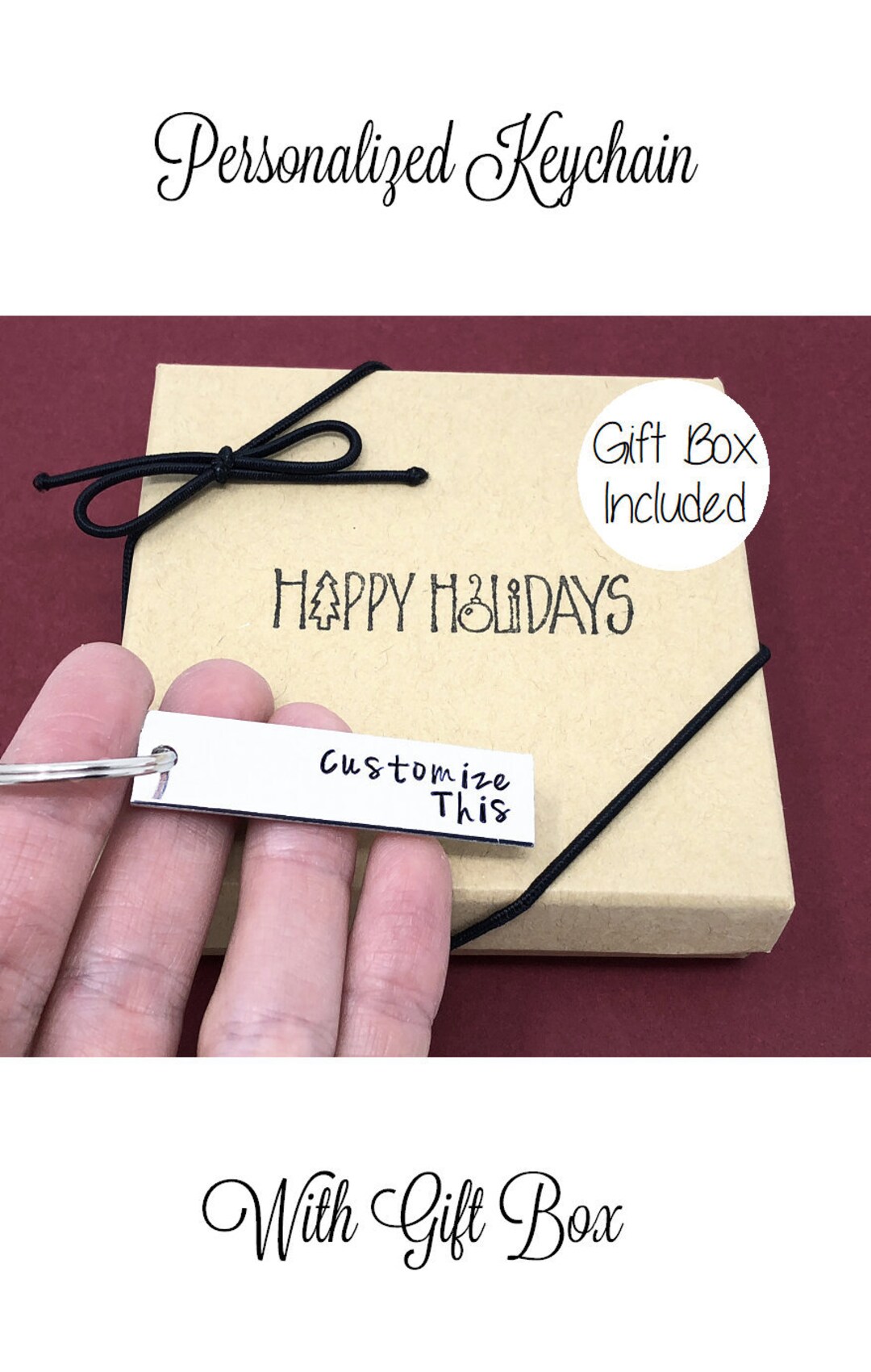 Holiday Gift Set Personalized Keychain Hand Stamped Keychain Christmas ...