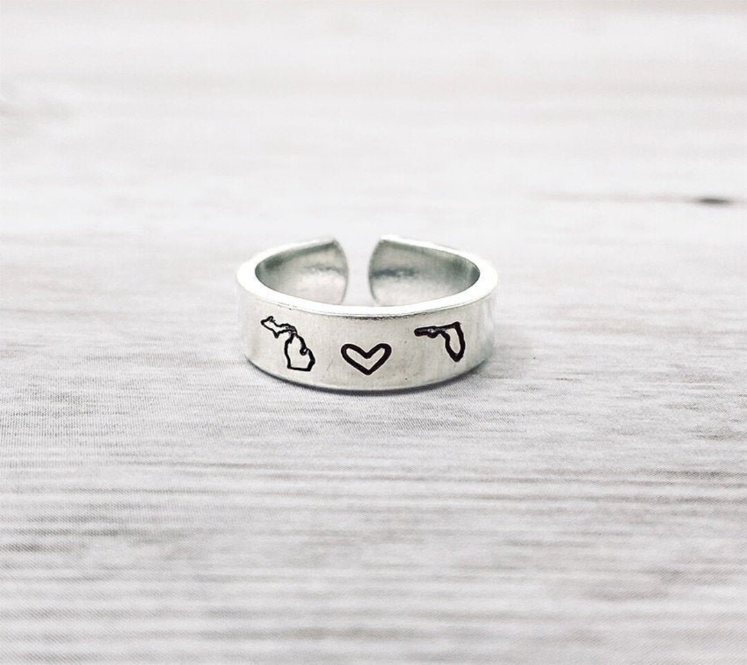 State Ring, Cuff Ring, Hand Stamped Ring, Personalized Gift ...