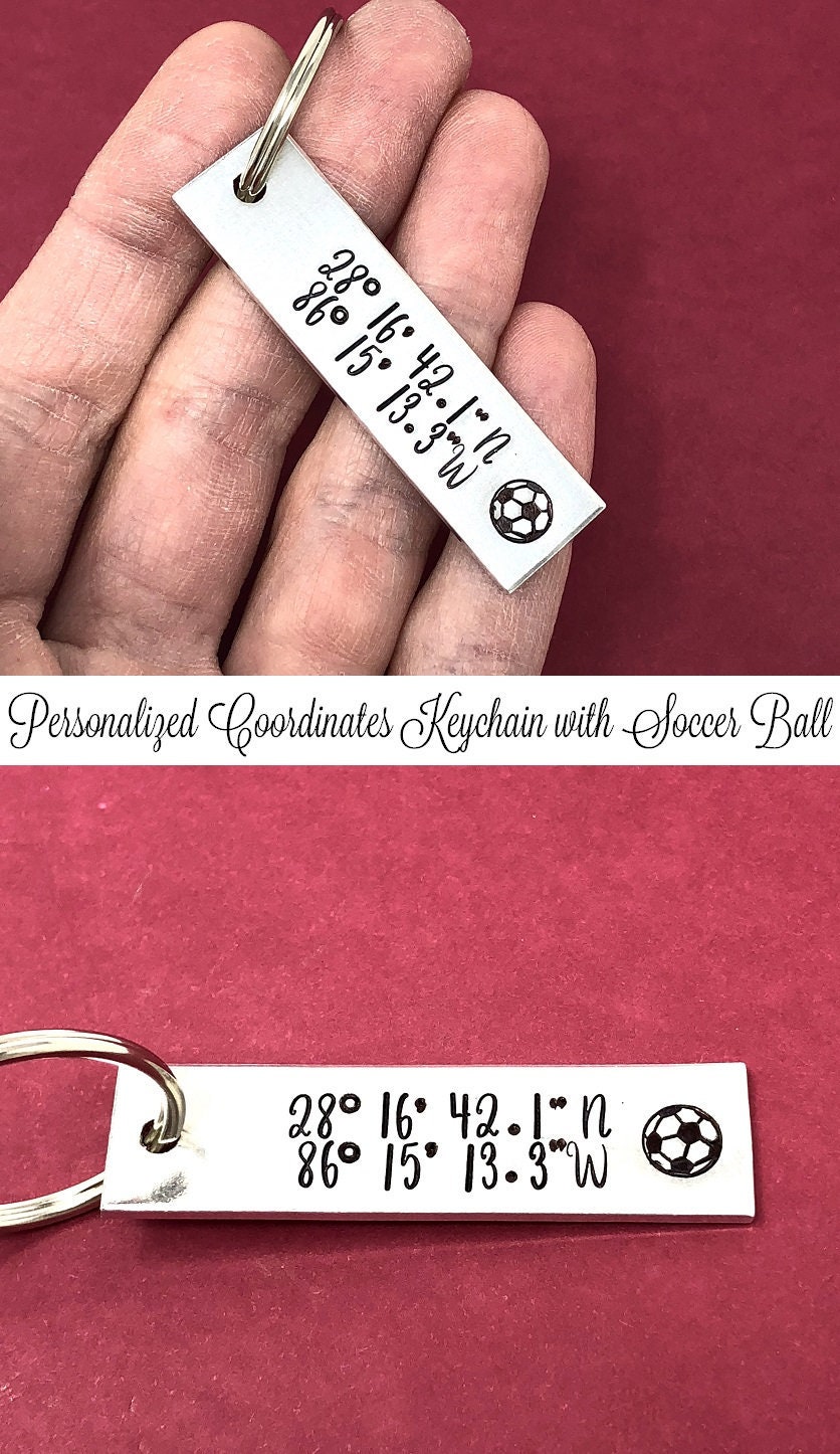 Coordinate Keychain Soccer Keychain Personalized For Him Men | Etsy