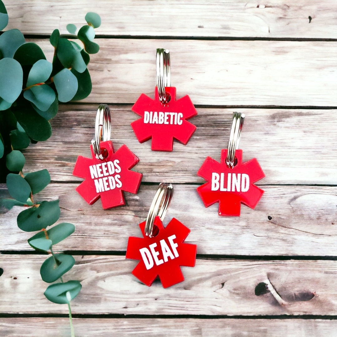 Medical Alert Pet ID Tag, Laser Engraved Needs Meds Diabetic Blind Deaf ...