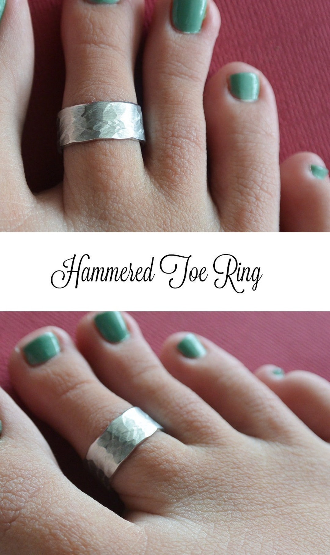 Toe Ring HAMMERED Toe Ring Cuff Band Adjustable Gift for Her Jewelry ...