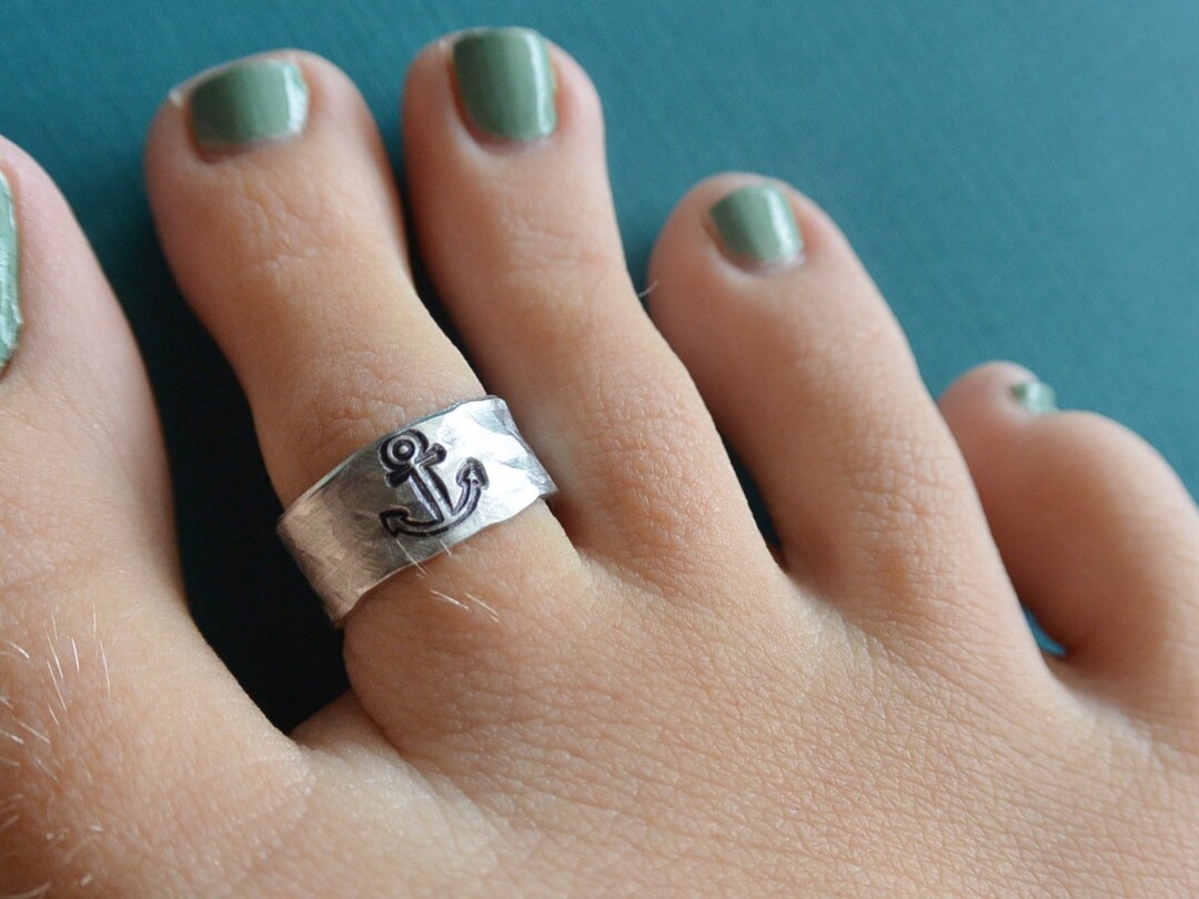 Toe Ring Anchor Hammered Texture Cuff Band Adjustable Aluminum - Etsy