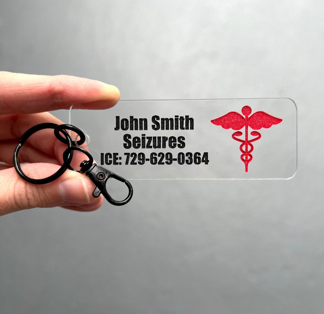 Custom Medical Alert ID Tag, Personalized Engraved Clear Acrylic ...
