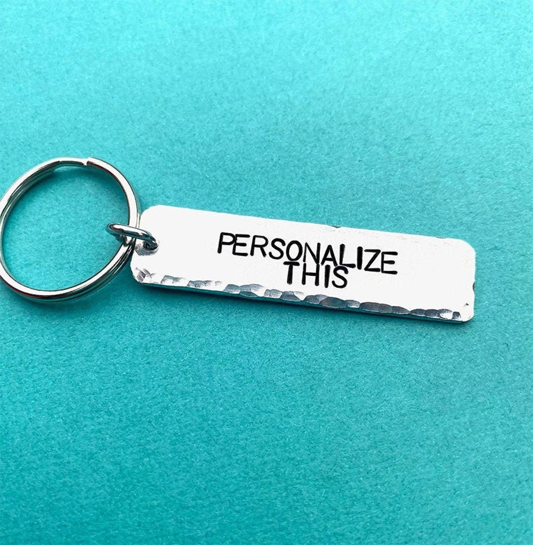 Personalized Keychain, Custom Gifts for Men, Custom Keychain, Hammered ...