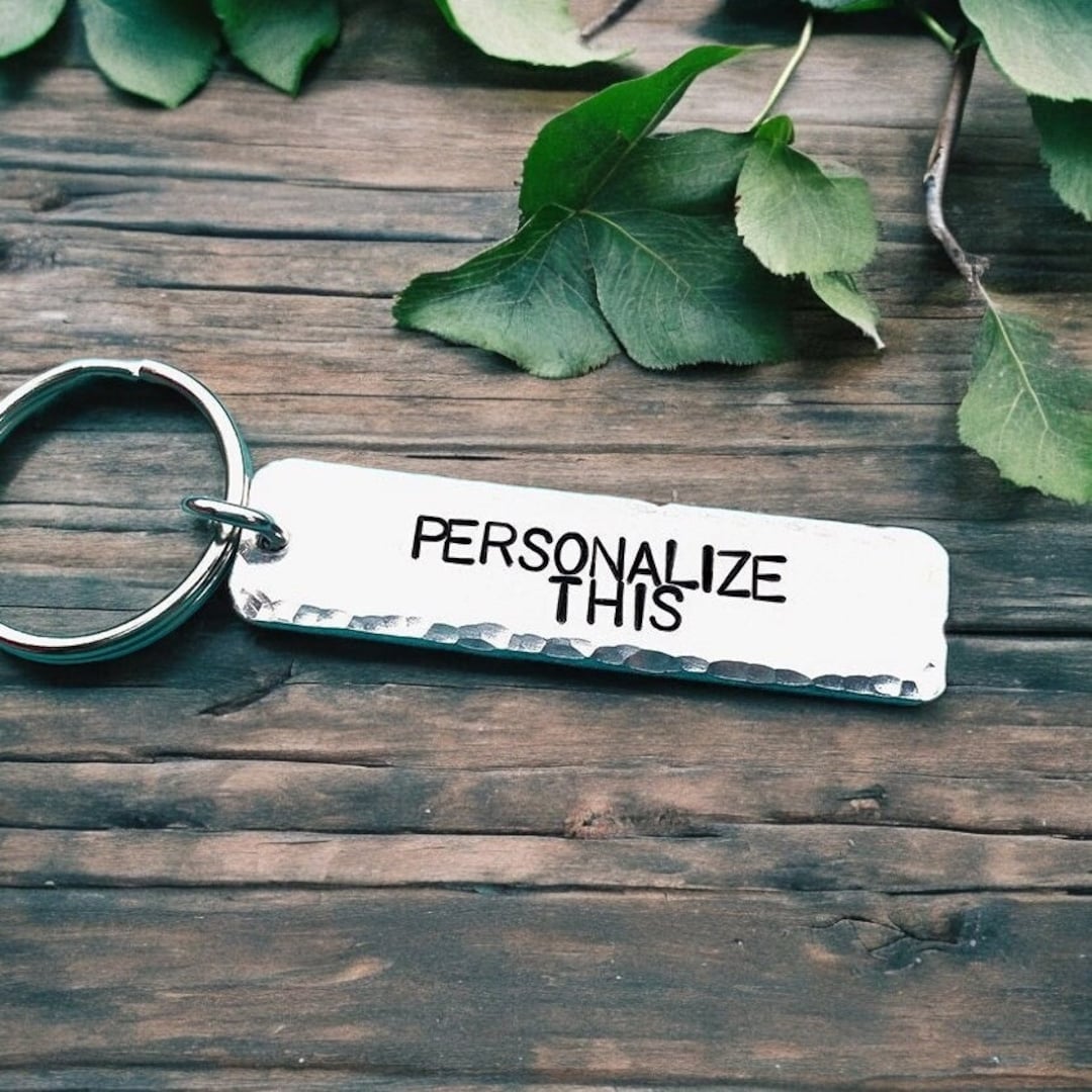 Personalized Keychain, Custom Gifts for Men, Custom Keychain, Hammered ...