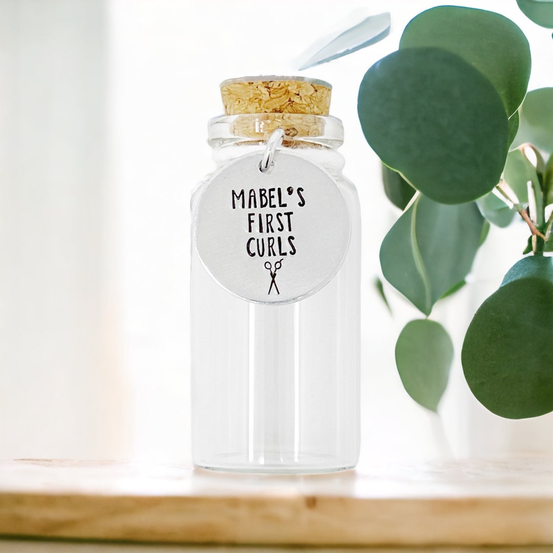 First Curls Keepsake Personalized Jar, Glass With Cork for First Lock ...