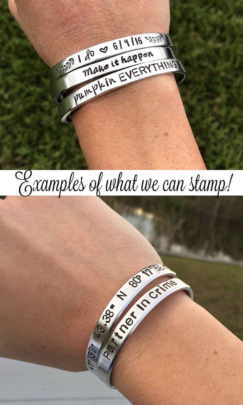 Custom Hand Stamped Jewelry Aluminum Cuff Bracelet - Etsy