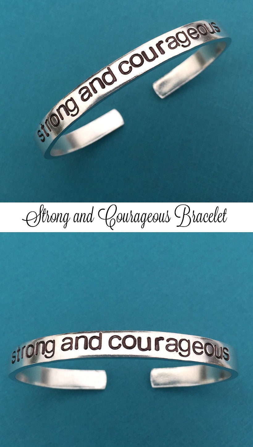 Strong and Courageous Bracelet Hand Stamped Jewelry Hand - Etsy
