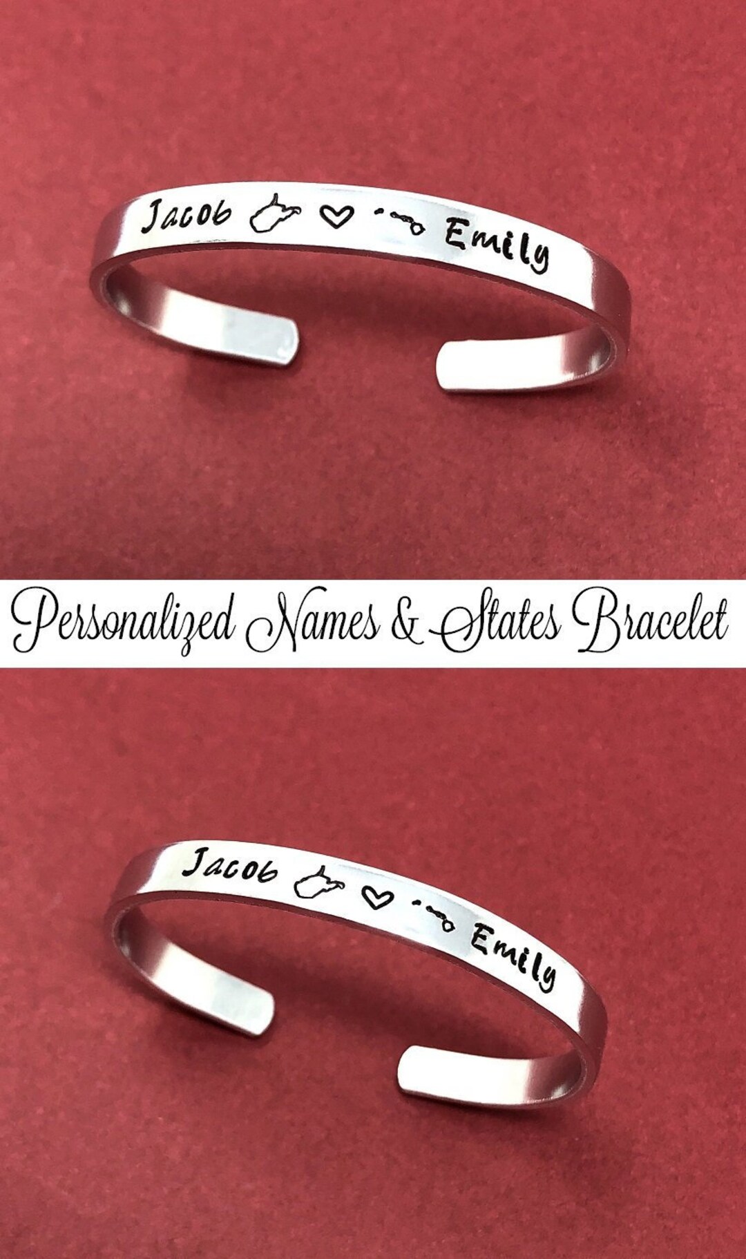Personalized Bracelet, State Bracelet, Long Distance Relationship Gift ...