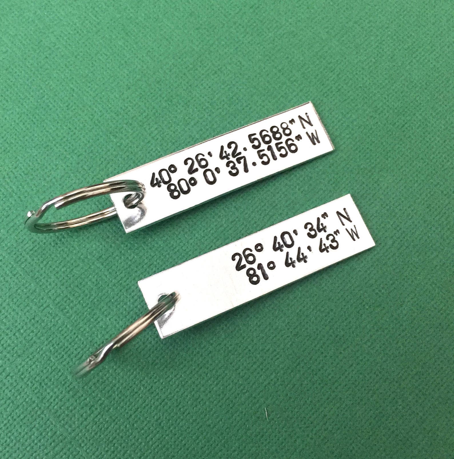 Coordinate Keychain SET OF 2 GPS Latitude & Longitude Gift - Etsy