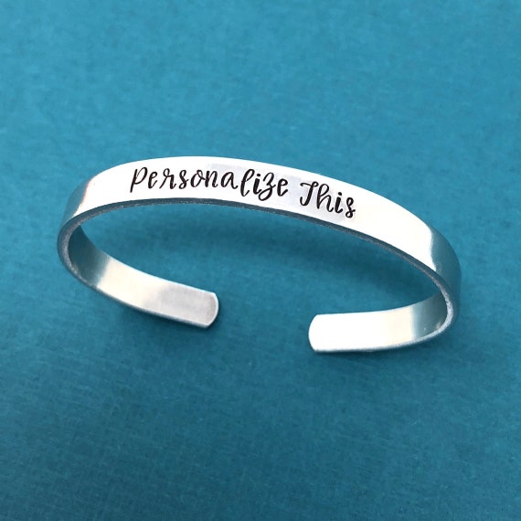 Hand Stamped Bracelet Custom Bracelet Personalized Jewelry Bracelets For Women Custom Jewelry Personalized Gift For Mom Bridesmaid Gift Etsy