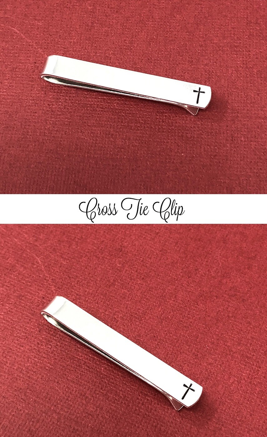 Cross Hand Stamped Tie Clip Aluminum Bar Personalized Gift - Etsy