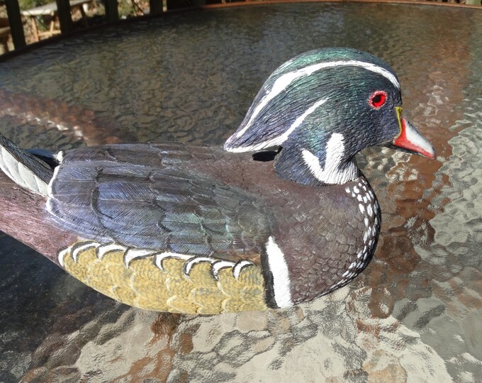 Wood DUCK Drake (original Woodcarving), Decorative Decoy, Wood Duck ...