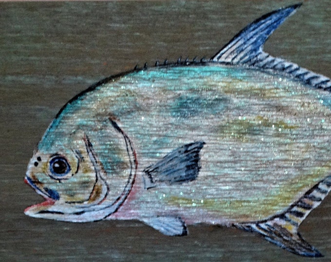 Permit Fish on Cedar Plank (original Acrylic Painting) Fish on Wood ...