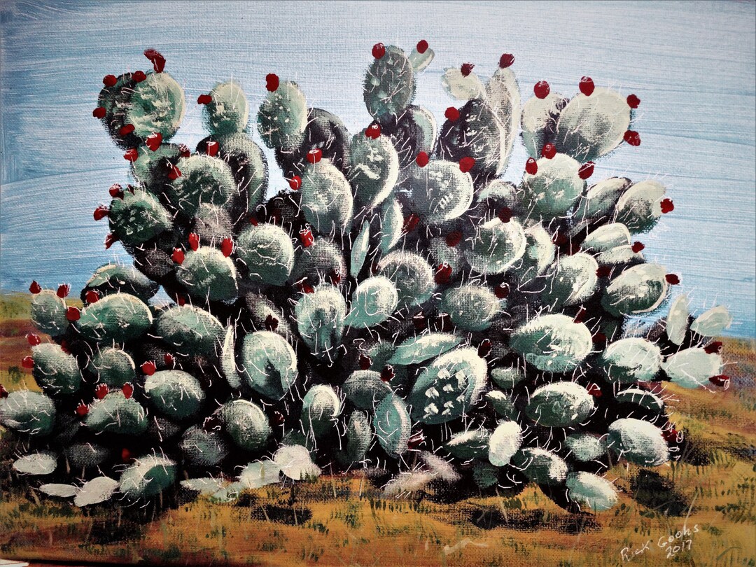 Prickly Pear Patch (original Acrylic Painting) Desert Plants ...